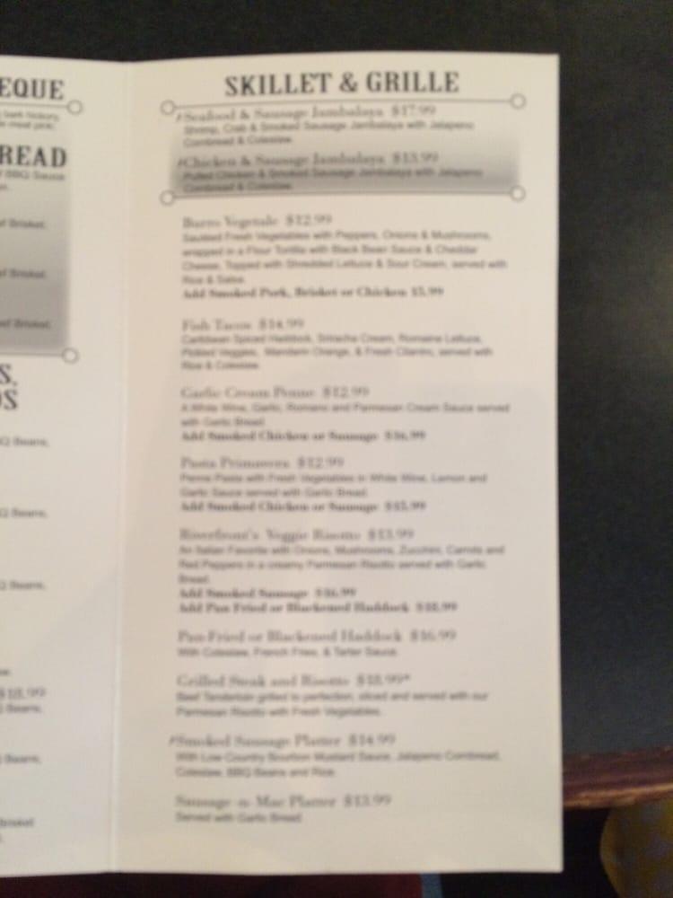 Carta de Riverfront Barbeque & Grille, Augusta