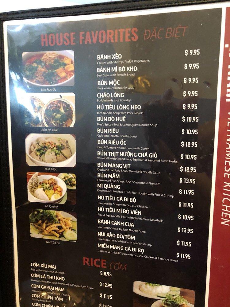 Menu at Pho Dai Nam Vietnamese Kitchen restaurant, Norcross