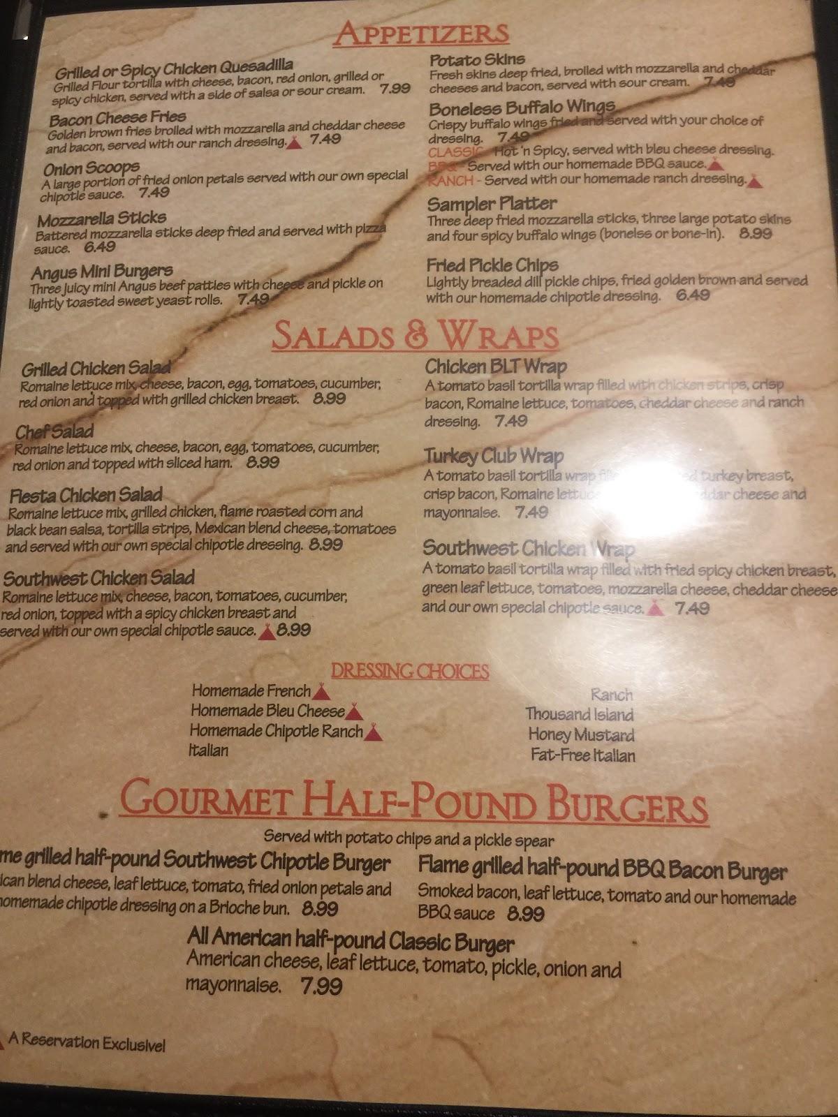 Menu at Reservation restaurant, Milan