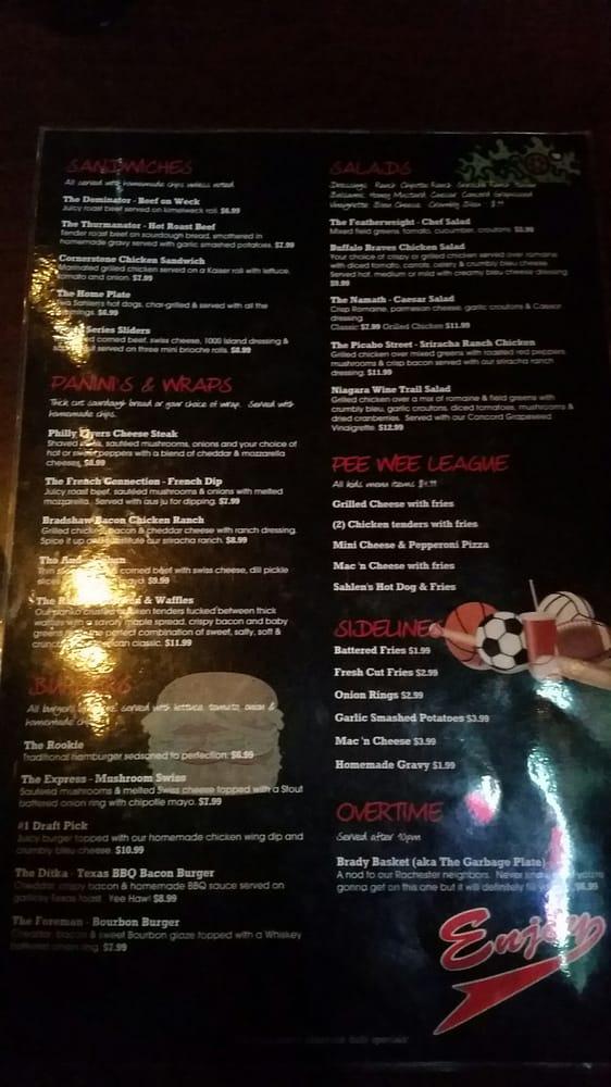 Menu at The Penalty Box pizzeria, Lockport