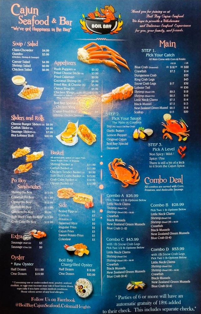 Menu at Boil Bay Cajun Seafood and Bar, Colonial Heights
