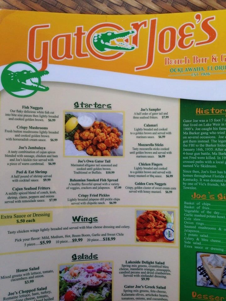 Menu at Gator Joe's Beach Bar & Grill, Ocklawaha