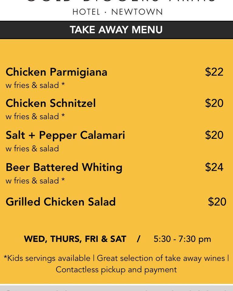 Carta del restaurante Gold Diggers Arms, Newtown