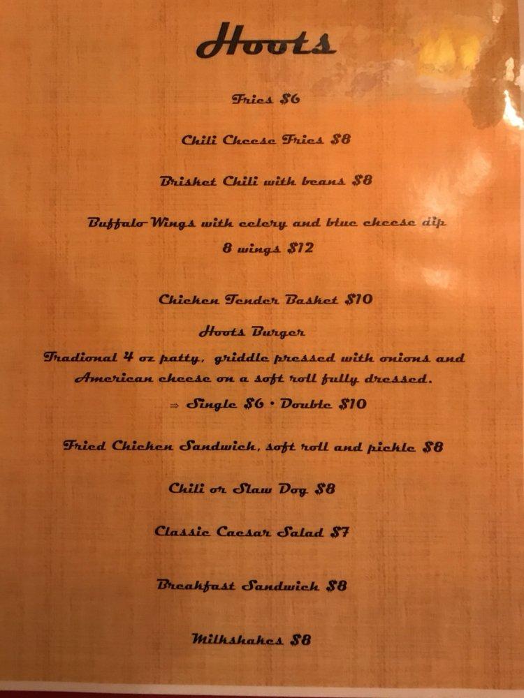 Menu at Hoot's Bar And Grill, Snowshoe