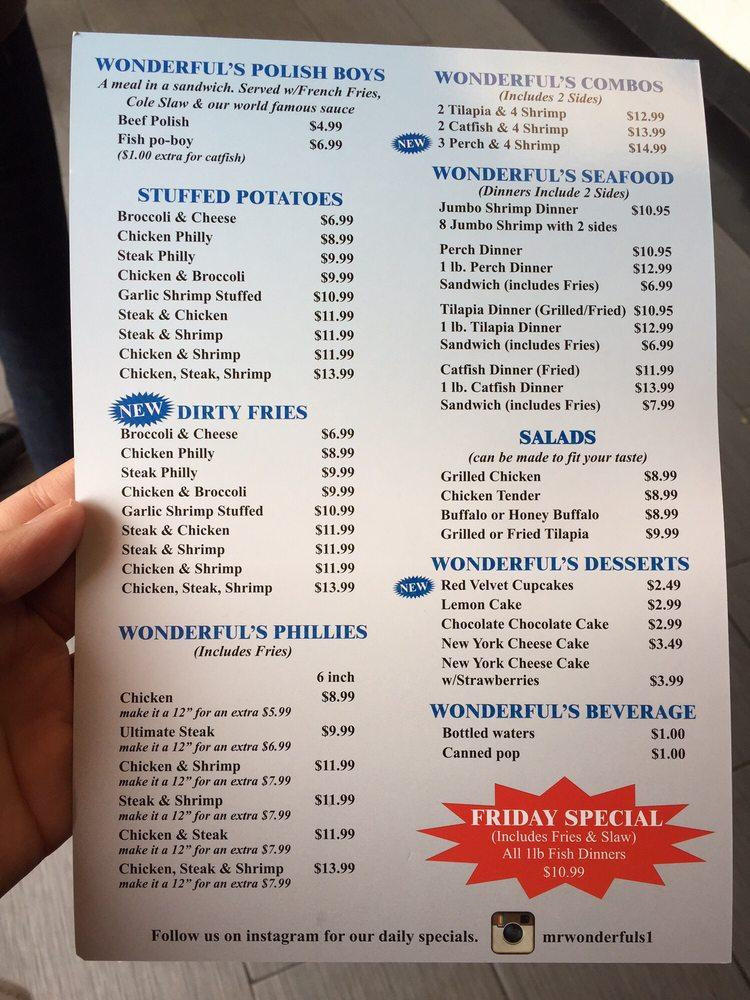 Menu at Mr Wonderful's Chicken & Waffles restaurant, Maple Heights
