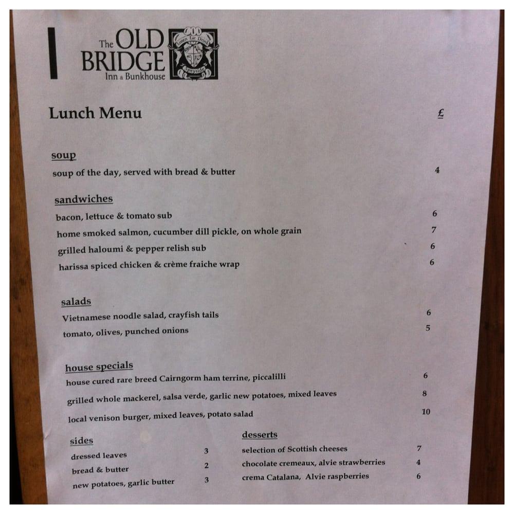 Menu at Old Bridge Inn pub & bar, Aviemore