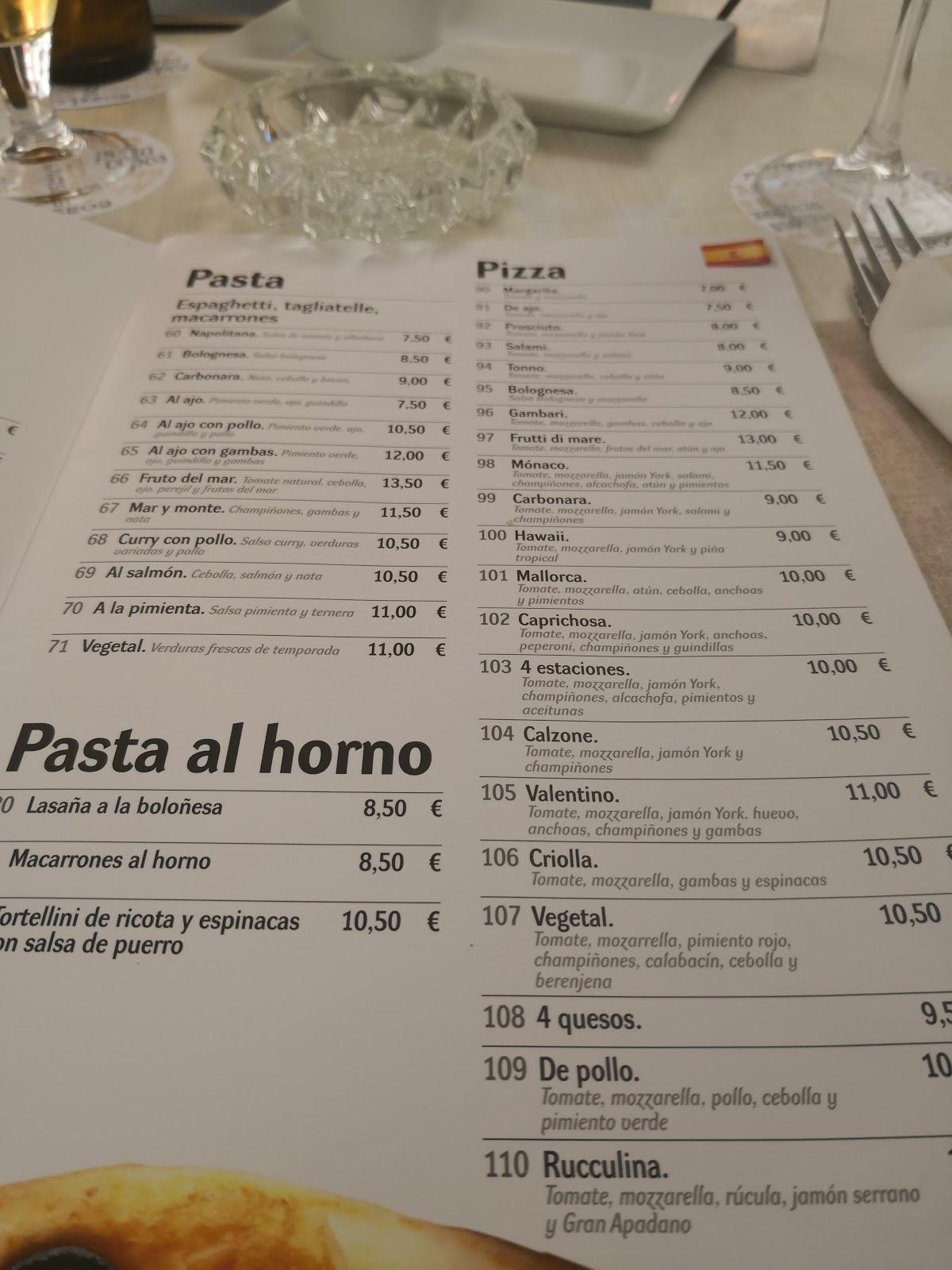 Menu at RESTAURANTE MÓNACO, Can Picafort