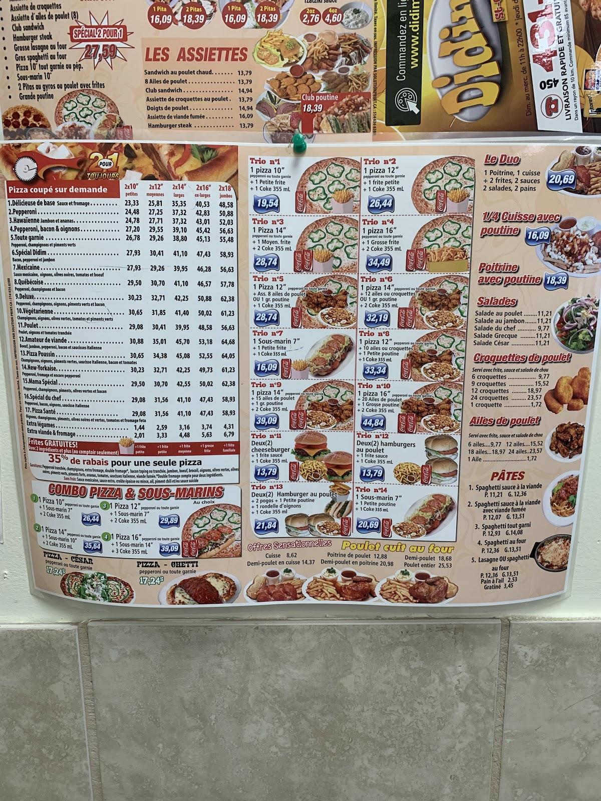Menu at Restaurant Pizza didim, Mirabel