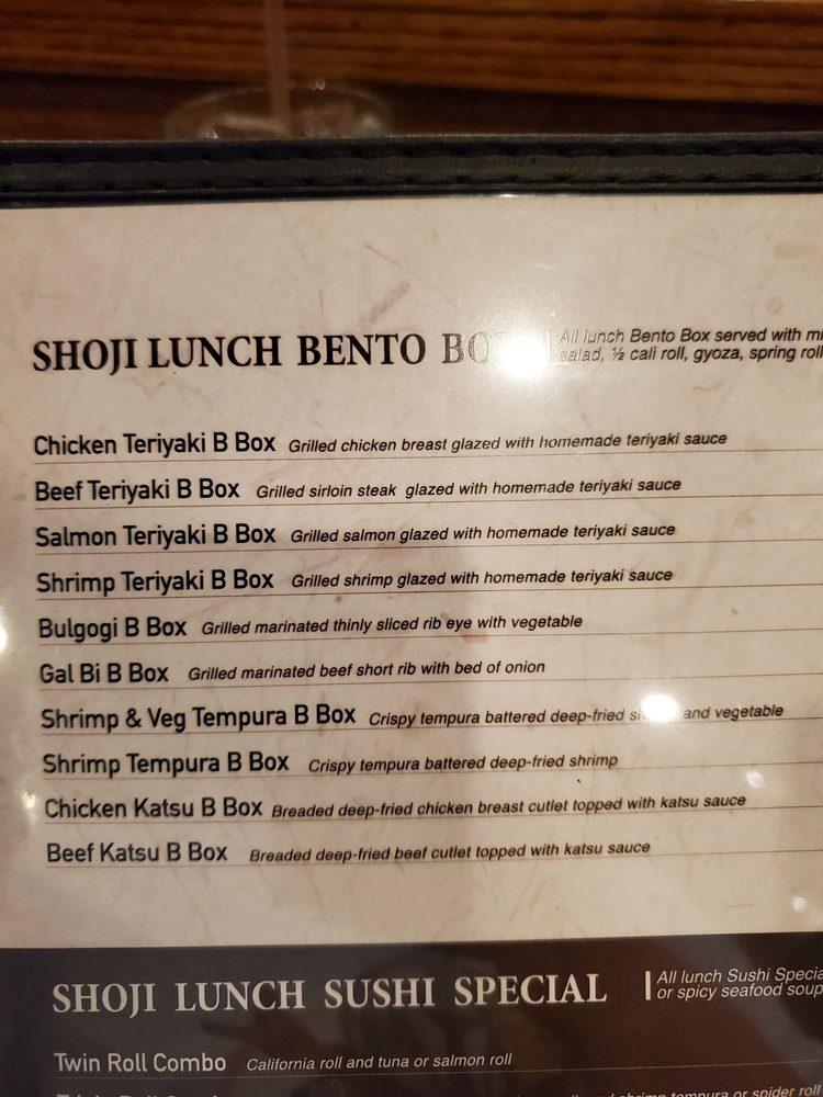 Menu at Shoji Sushi & Hibachi restaurant, Frisco