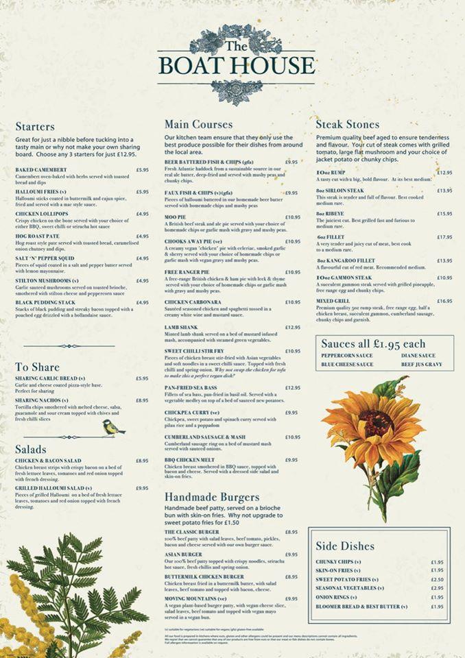 Menu at The Boat House Inn. pub & bar, Astley