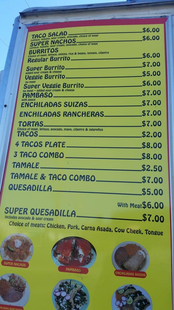 Menu at El Agave Taco Truck #1 restaurant, Bellingham