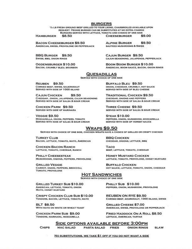 Menu at Freight House pub & bar, Ogdensburg