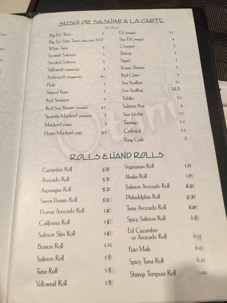 Menu at Otani Japanese Cuisine restaurant, Crofton