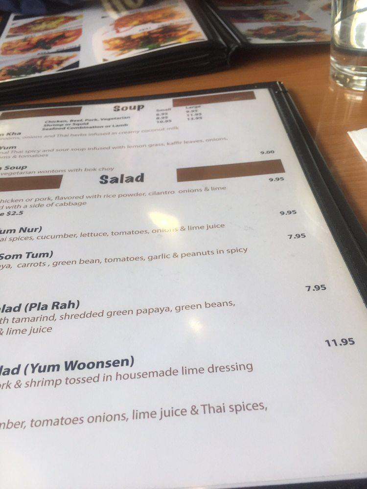 Menu at Sawasdee Thai Cuisine restaurant, Sacramento