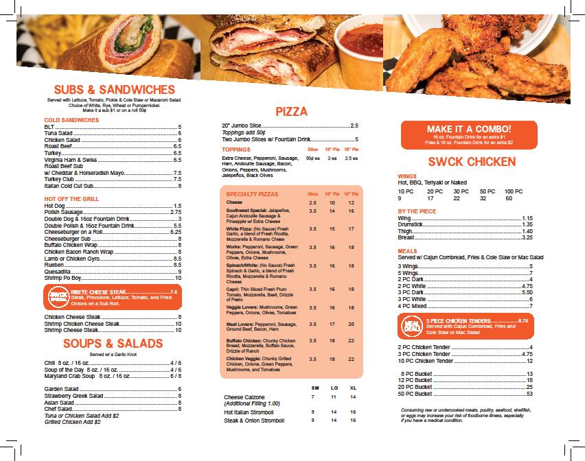 Menu at Southwest Corner Kitchen pizzeria, Baltimore