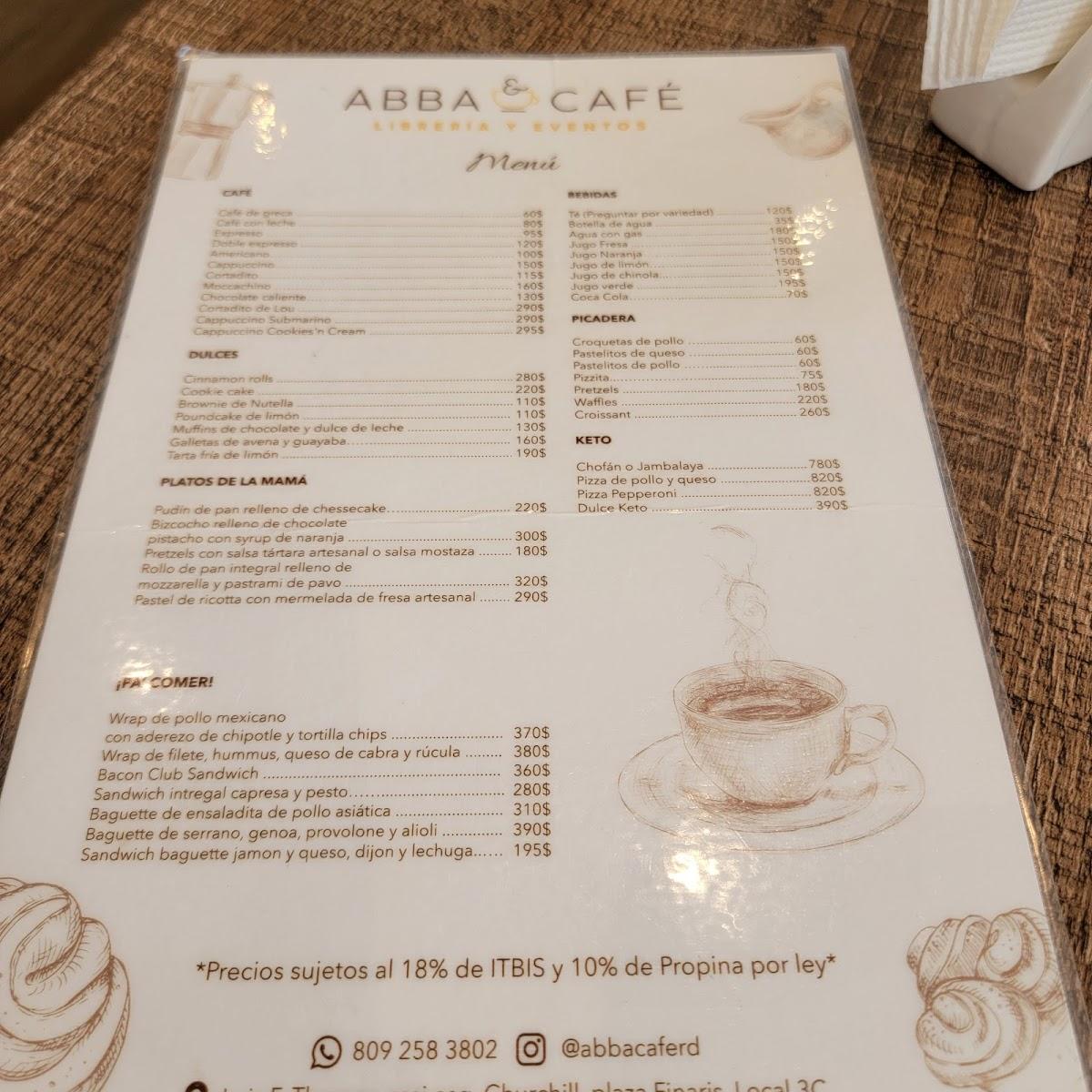 Carta de Abba Café Libreria y Eventos, Santo Domingo