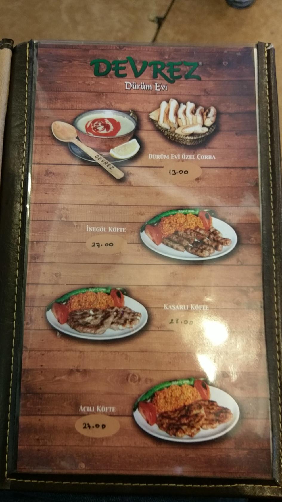 Menu at DEVREZ, Ankara, Esat Cd. No:143 D:A