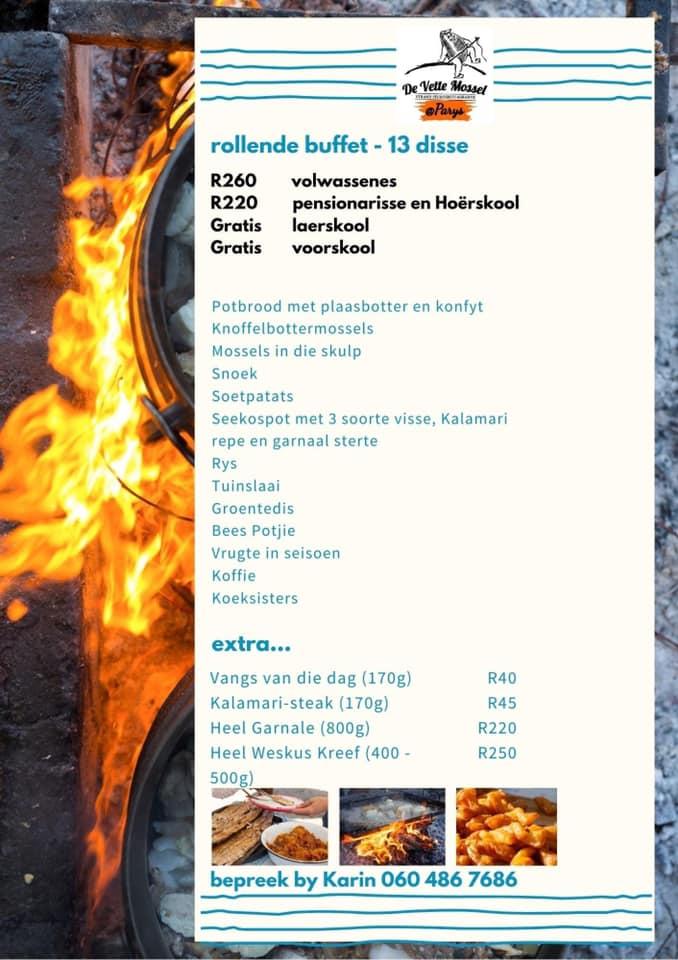 Carta del restaurante De Vette Mossel Parys, Parys