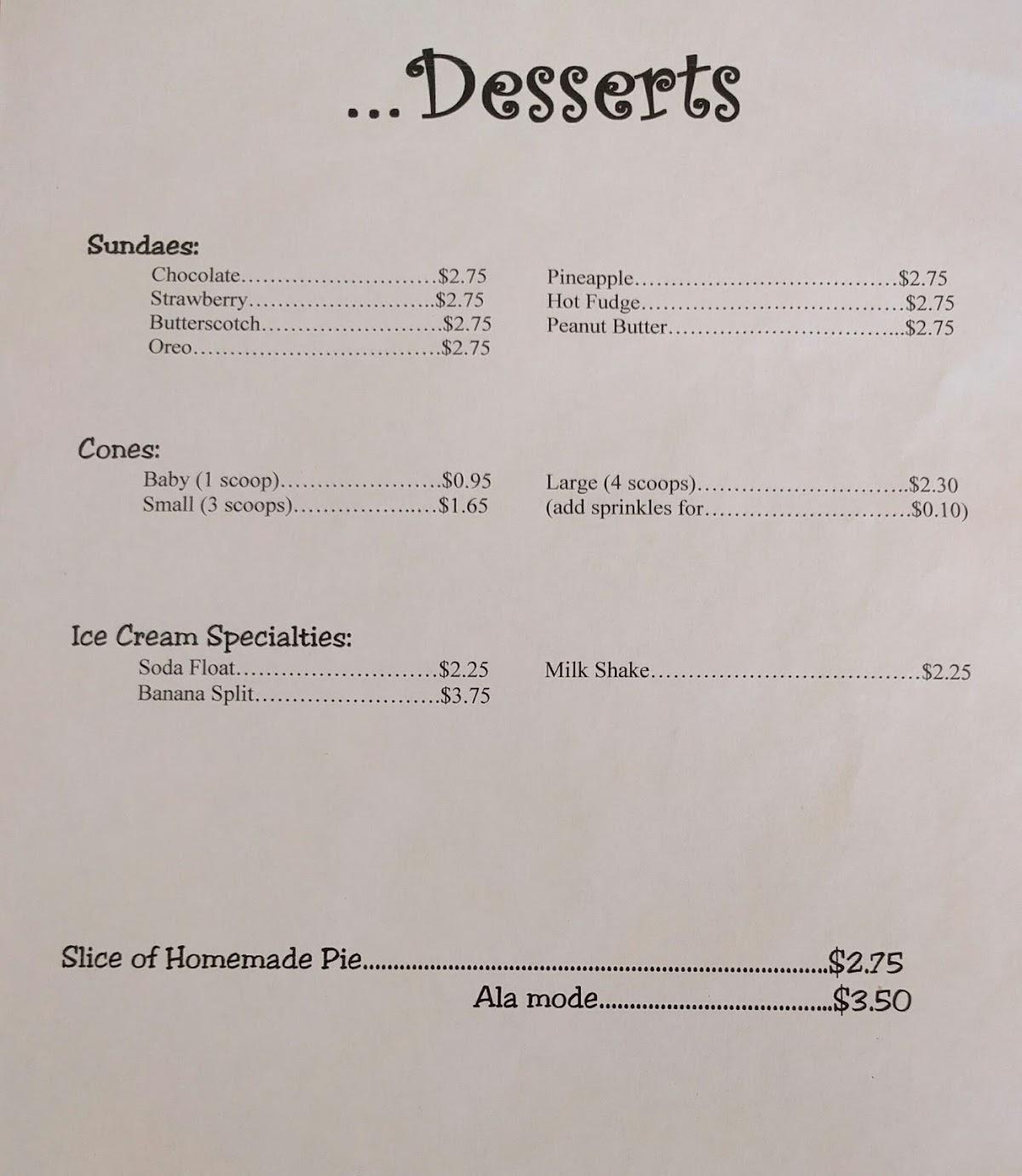 Menu at Donges Drive-In and Motel restaurant, Meyersdale