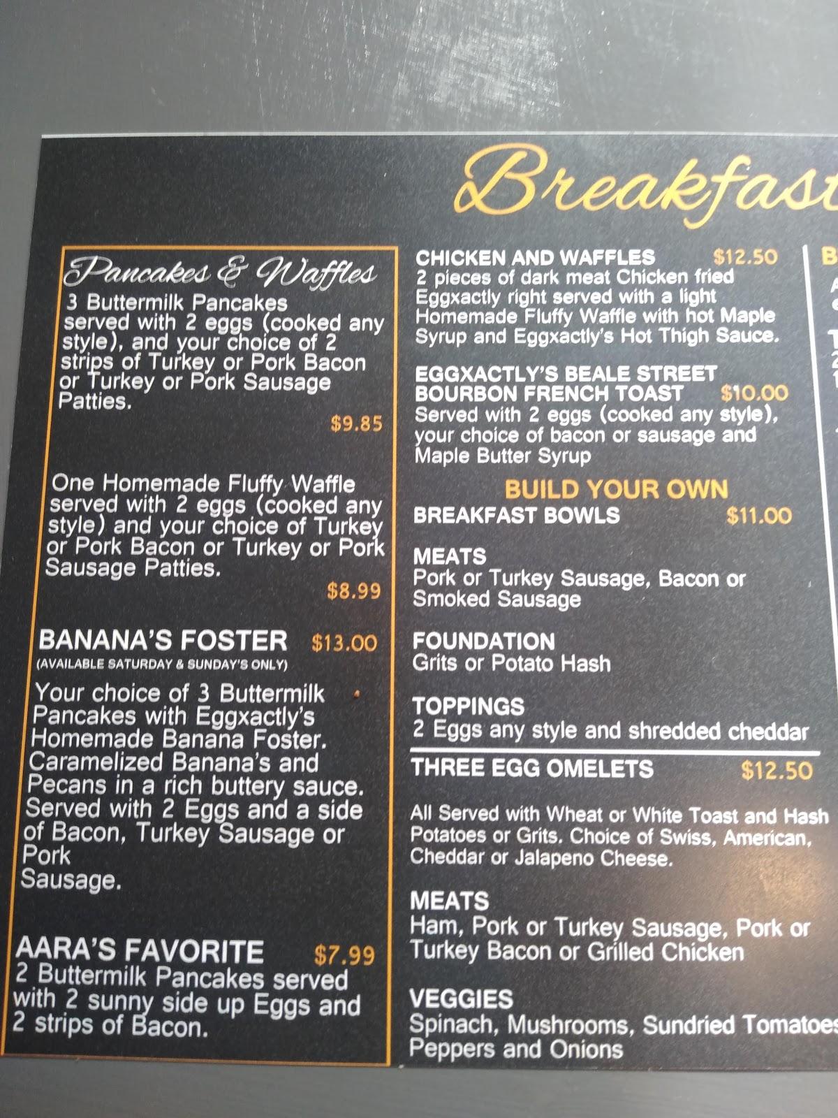 Menu at Eggxactly Breakfast & Deli restaurant, Memphis