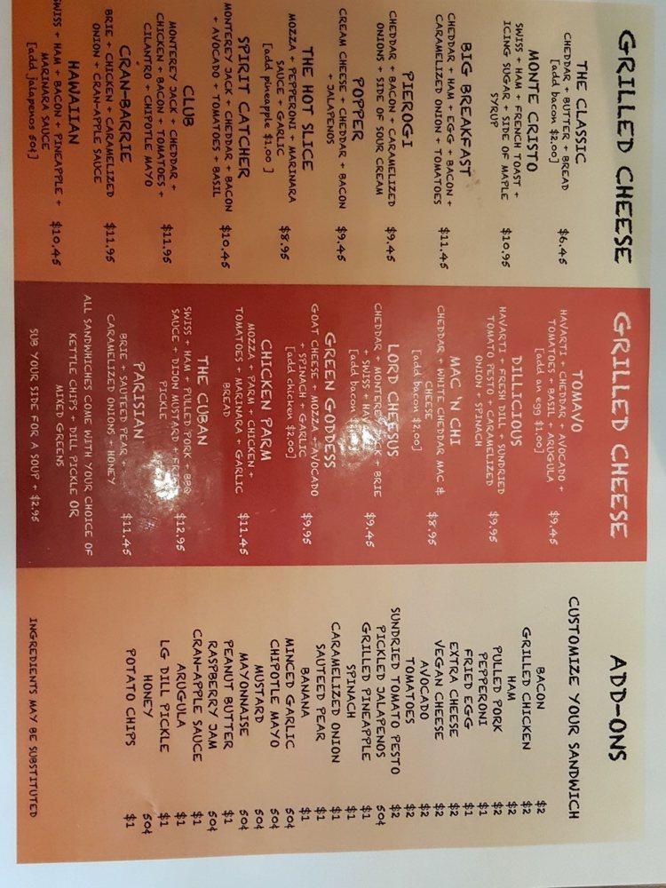 Menu at Grilled Cheese Social Eatery restaurant, Barrie