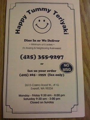 Menu at Happy Tummy Grill restaurant, Everett