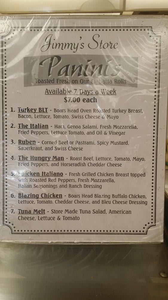 Menu at Jimmy's Store restaurant, Torrington