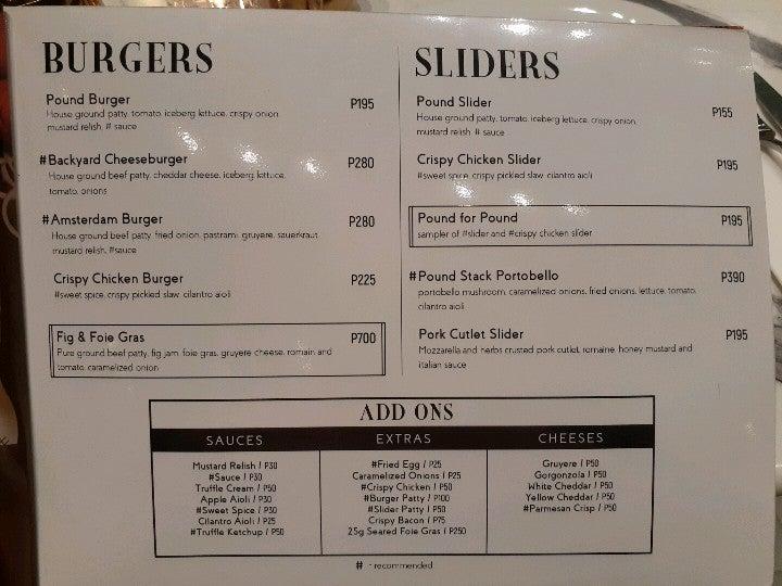 Menu at Pound x Flatterie Ayala Malls Manila Bay restaurant, Parañaque