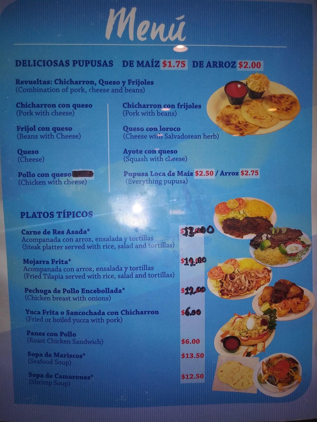 Menu at Pupuseria Doña Azucena restaurant, Herndon
