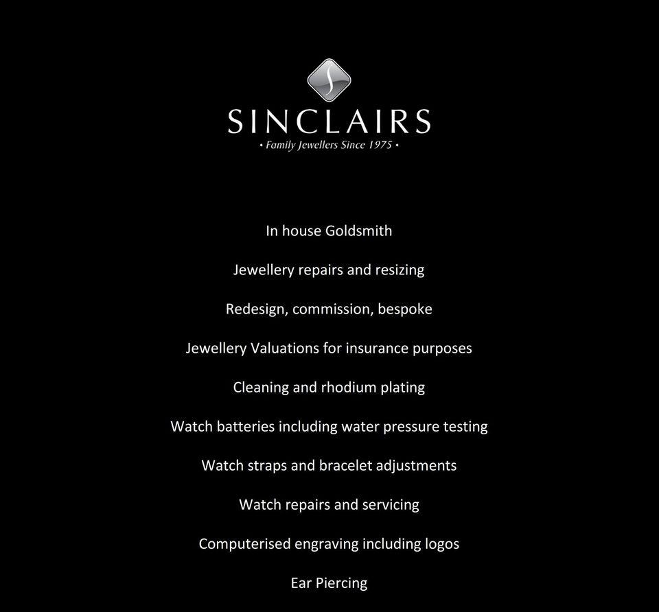 Menu at Sinclairs Jewellers cafe, Inverurie