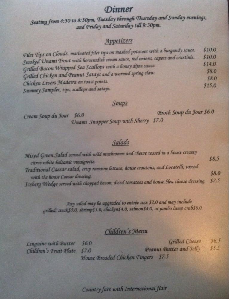 Menu at Sumneytown Hotel pub & bar, Sumneytown