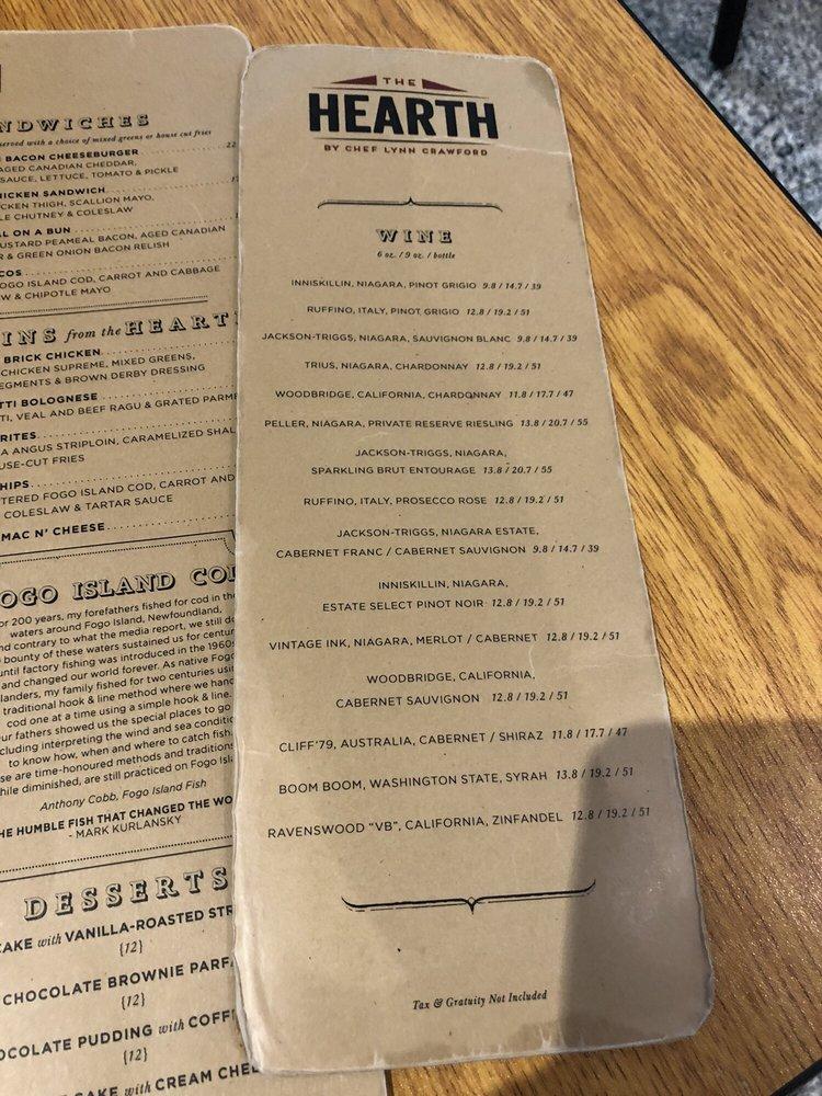 Menu at The Hearth restaurant, Mississauga, 5980 Airport Rd