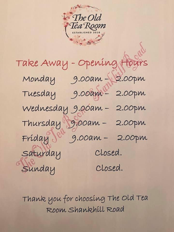 Menu at The Old Tea Room restaurant, Belfast
