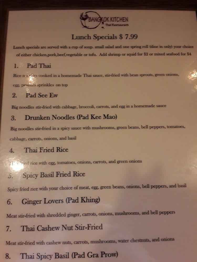 Menu at Bangkok Kitchen pub & bar, Avon