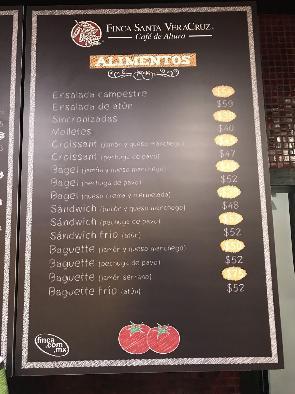 Menu at Finca Santa Veracruz, Ciudad López Mateos, San Luis Potosí 62