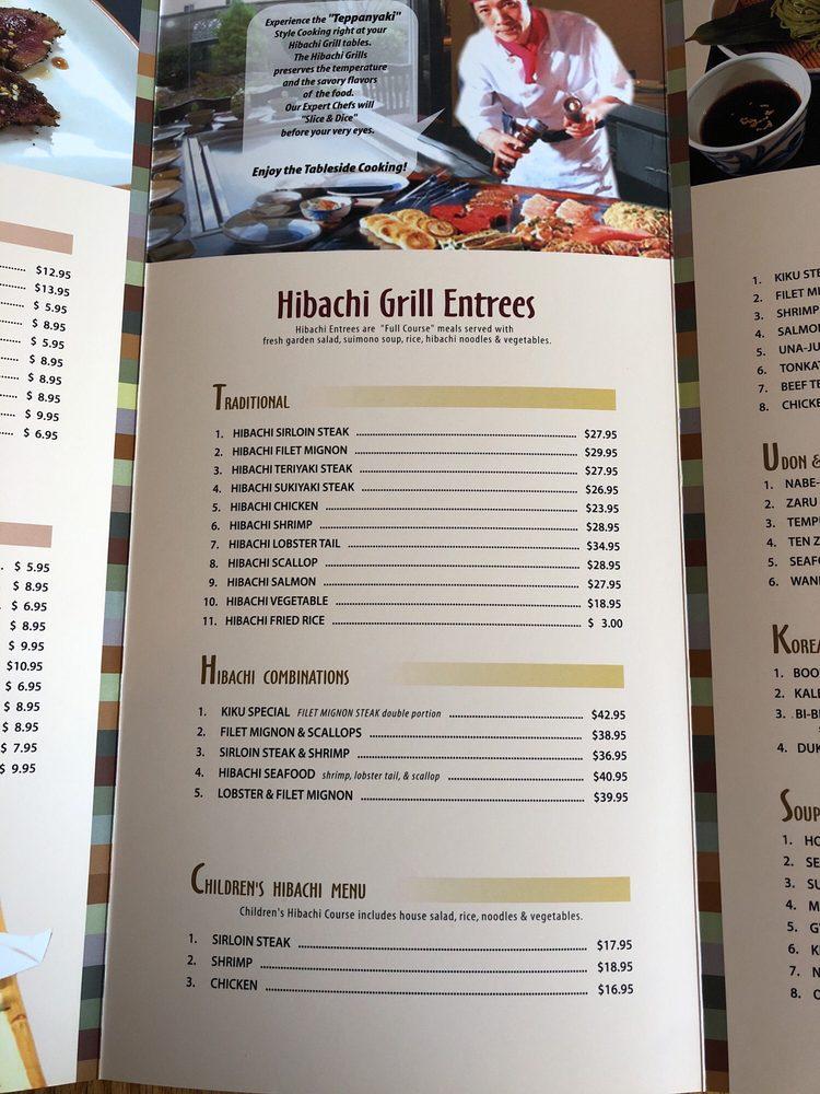 Menu at Kiku Restaurant, Paramus, 365 NJ-17