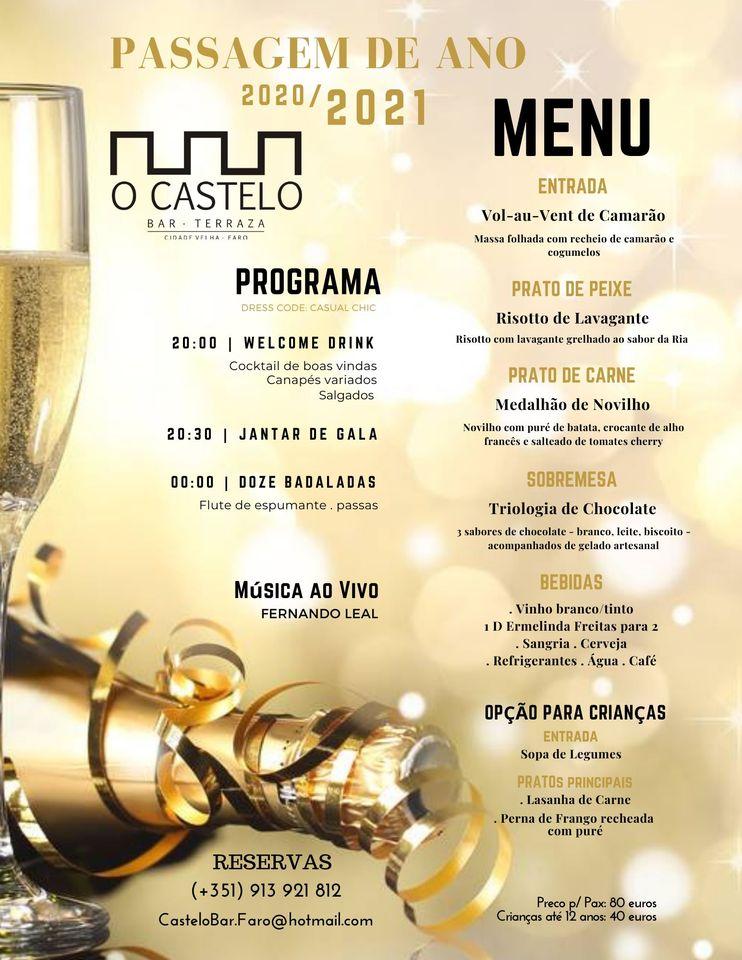 Menu at O Castelo pub & bar, Faro, Rua do Castelo 11