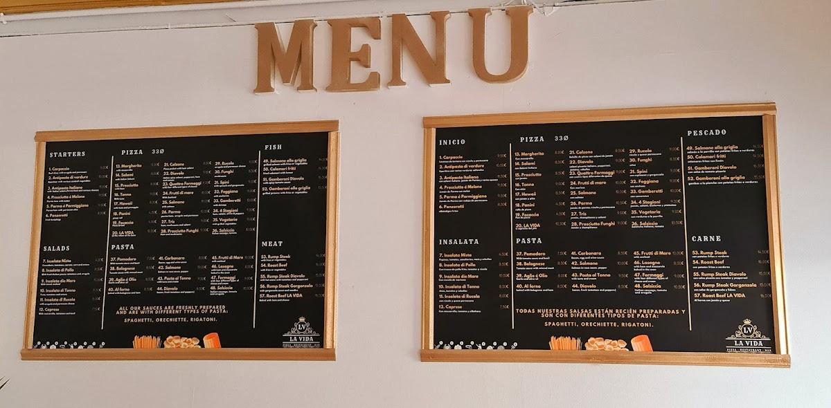 Carta de Restaurante La Vida Torrevieja, Torrevieja