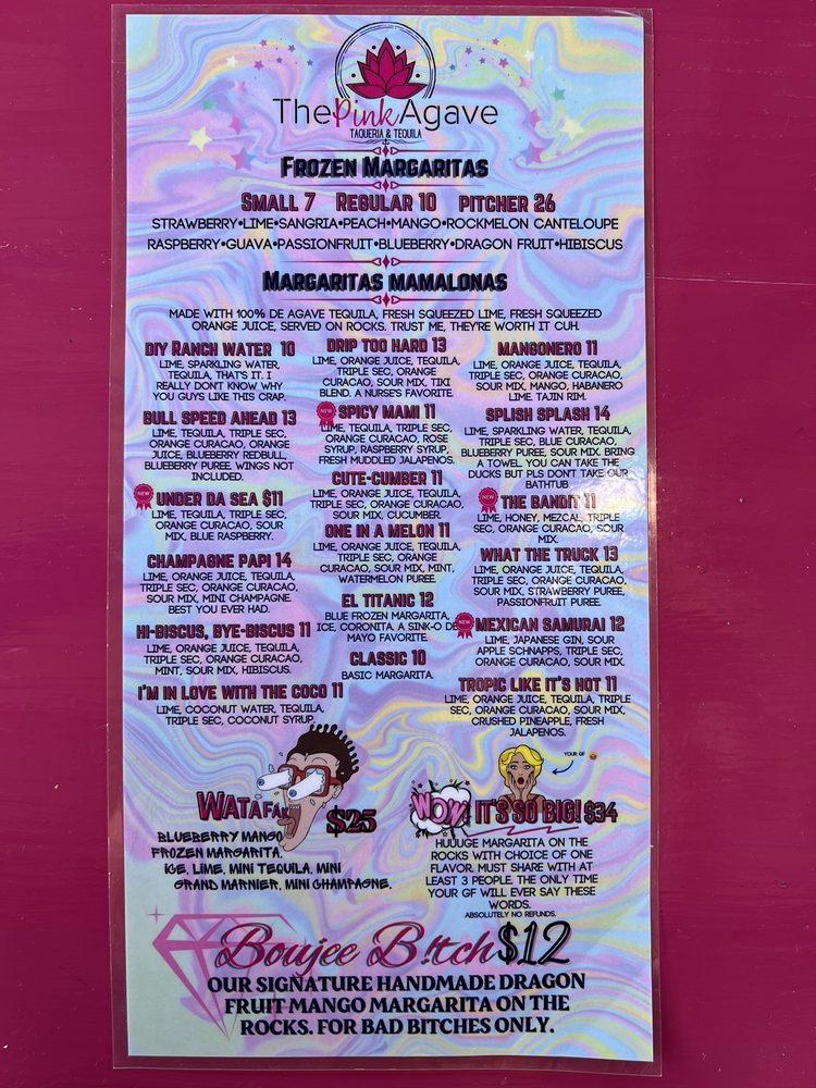 Menu at The Pink Agave -Covington pub & bar, Covington
