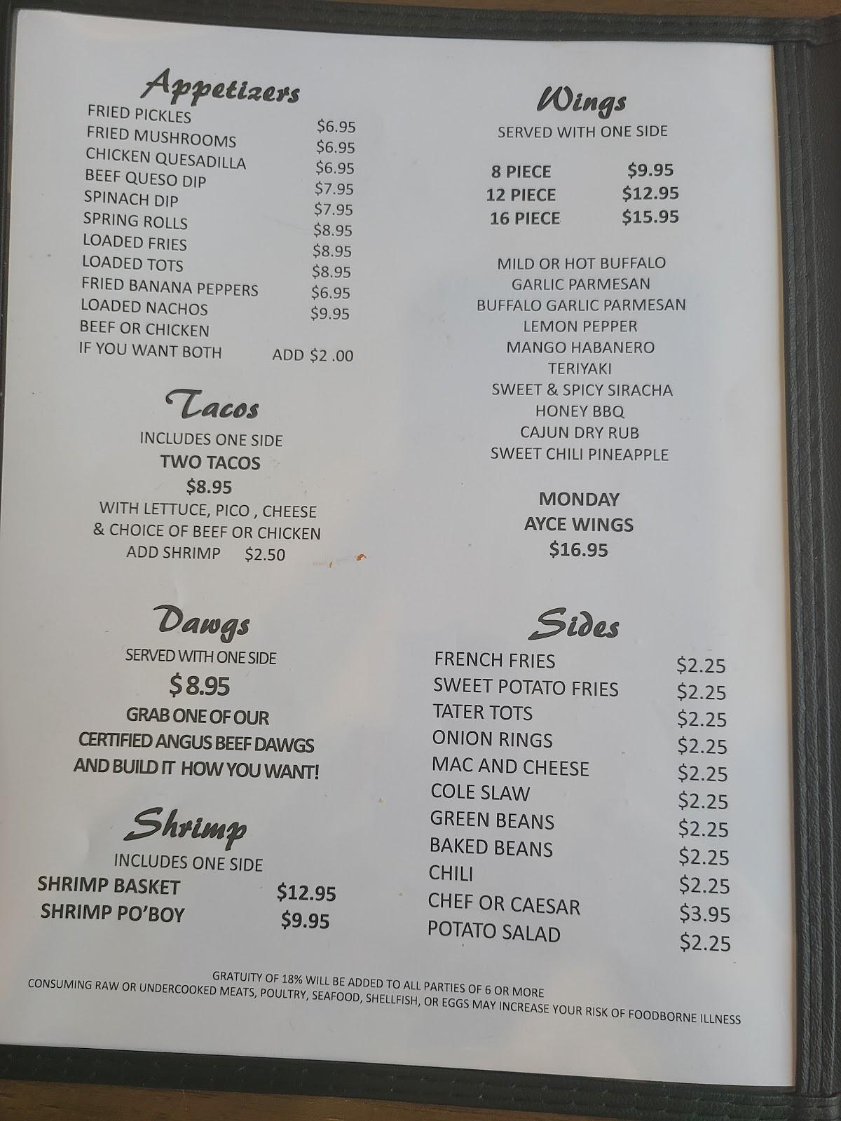Menu at Cow Tippers Burger Company pub & bar, Douglas