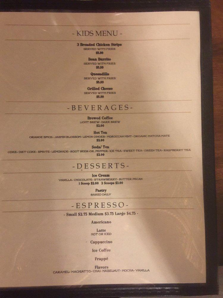 Menu at The Gadsden Hotel restaurant, Douglas