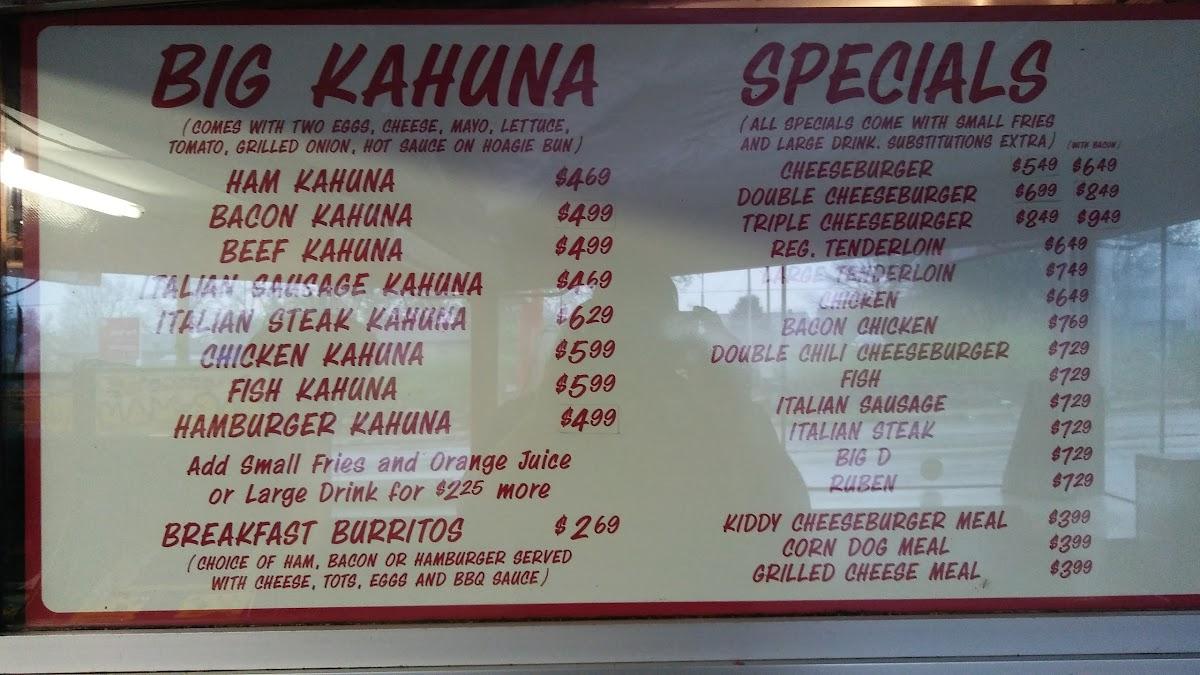 Menu at Humdinger Drive-In and Food Truck restaurant, Kansas City