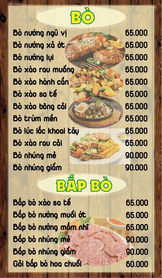 Menu at Lai Rai Quán restaurant, Bien Hoa