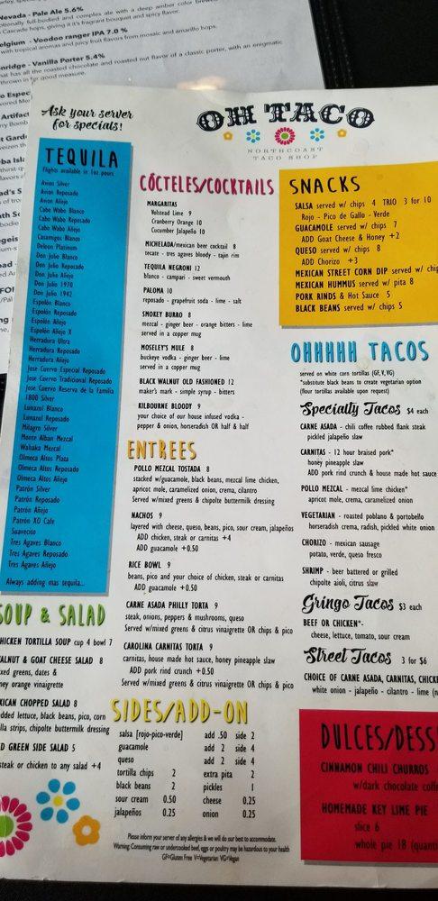 Menu at OH Taco pub & bar, Sandusky, 223 W Water St