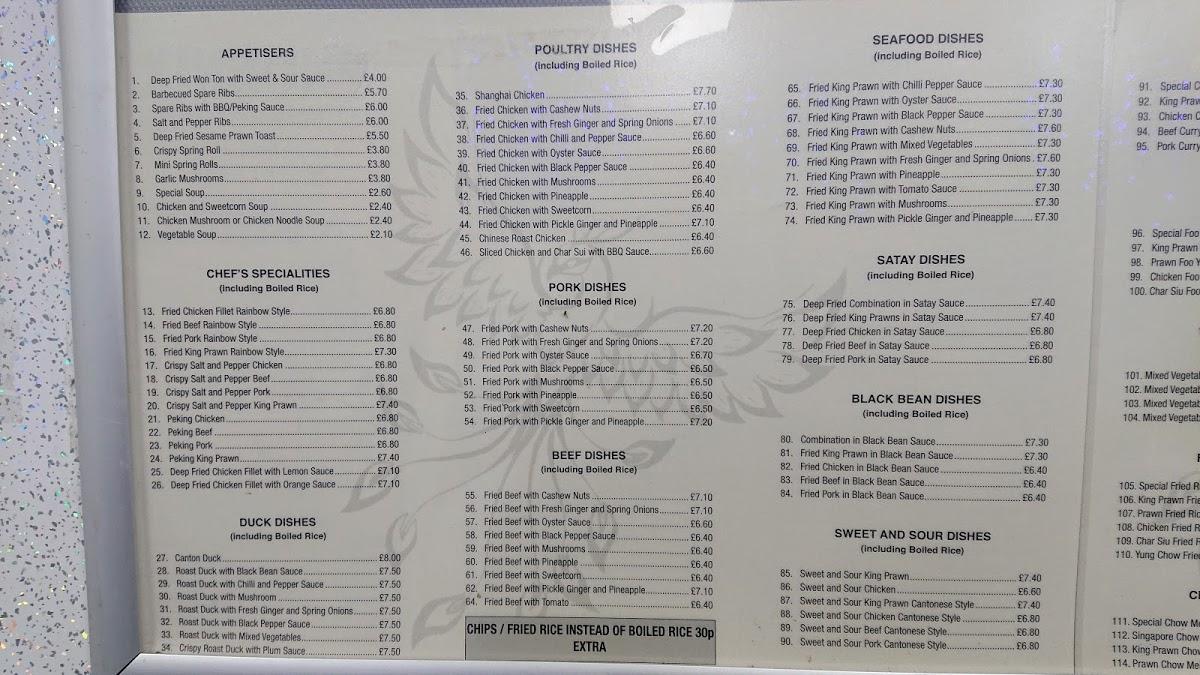 Menu at Phoenix Chinese Takeaway fast food, Dumfries