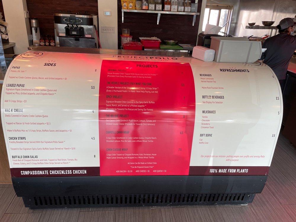 Menu at Project Pollo restaurant, San Antonio, Tuscany Stone Suite 2103