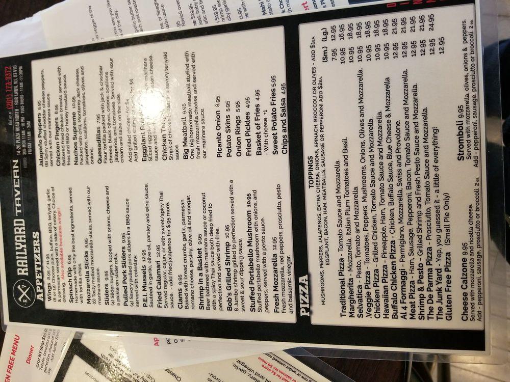 Carta del pub y bar The Railyard Tavern, Fair Lawn