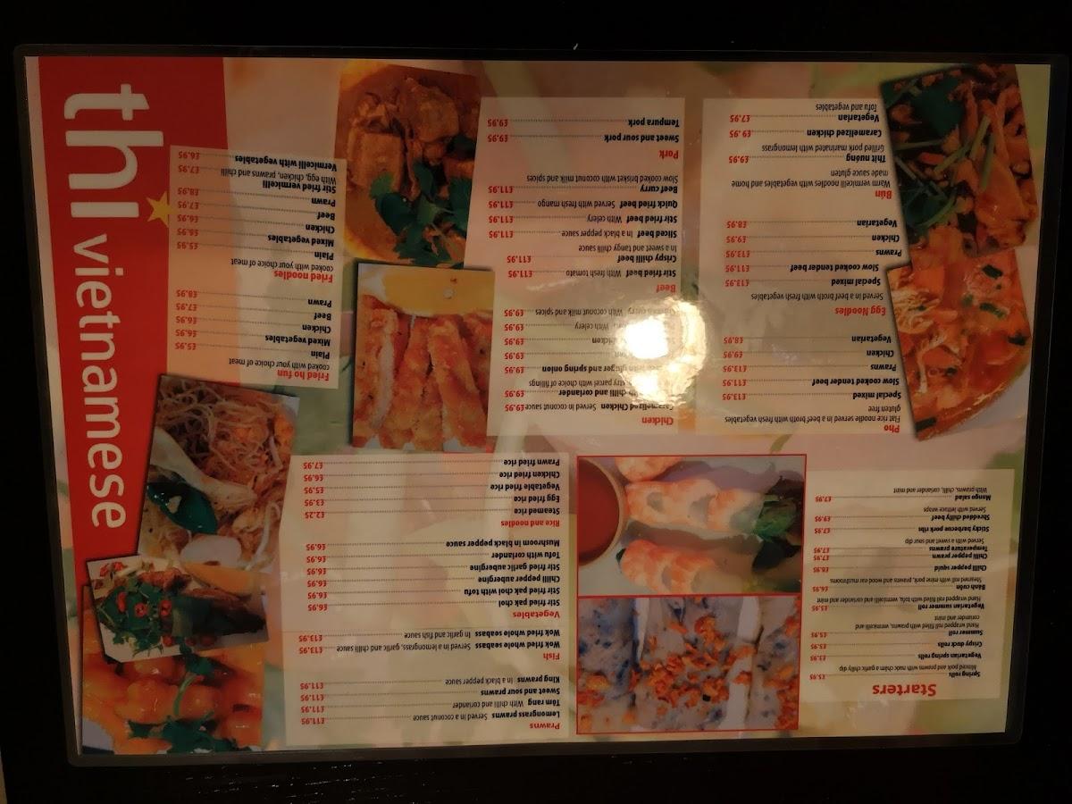 Menu at Thi vietnamese restaurant, Gibraltar