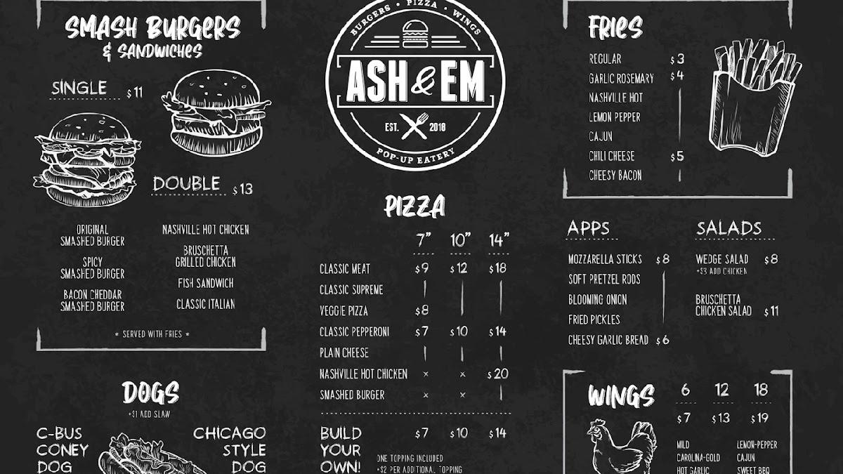 Menu at Ash & Em restaurant, Columbus