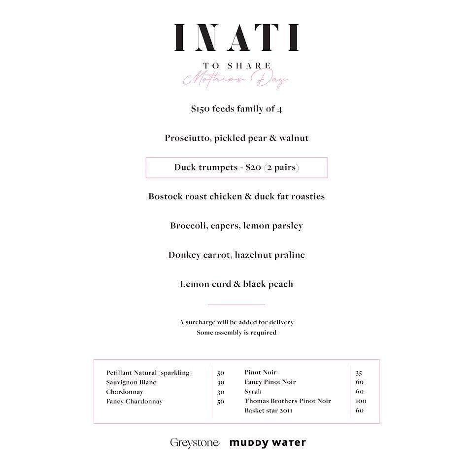 Menu at Inati restaurant, Christchurch